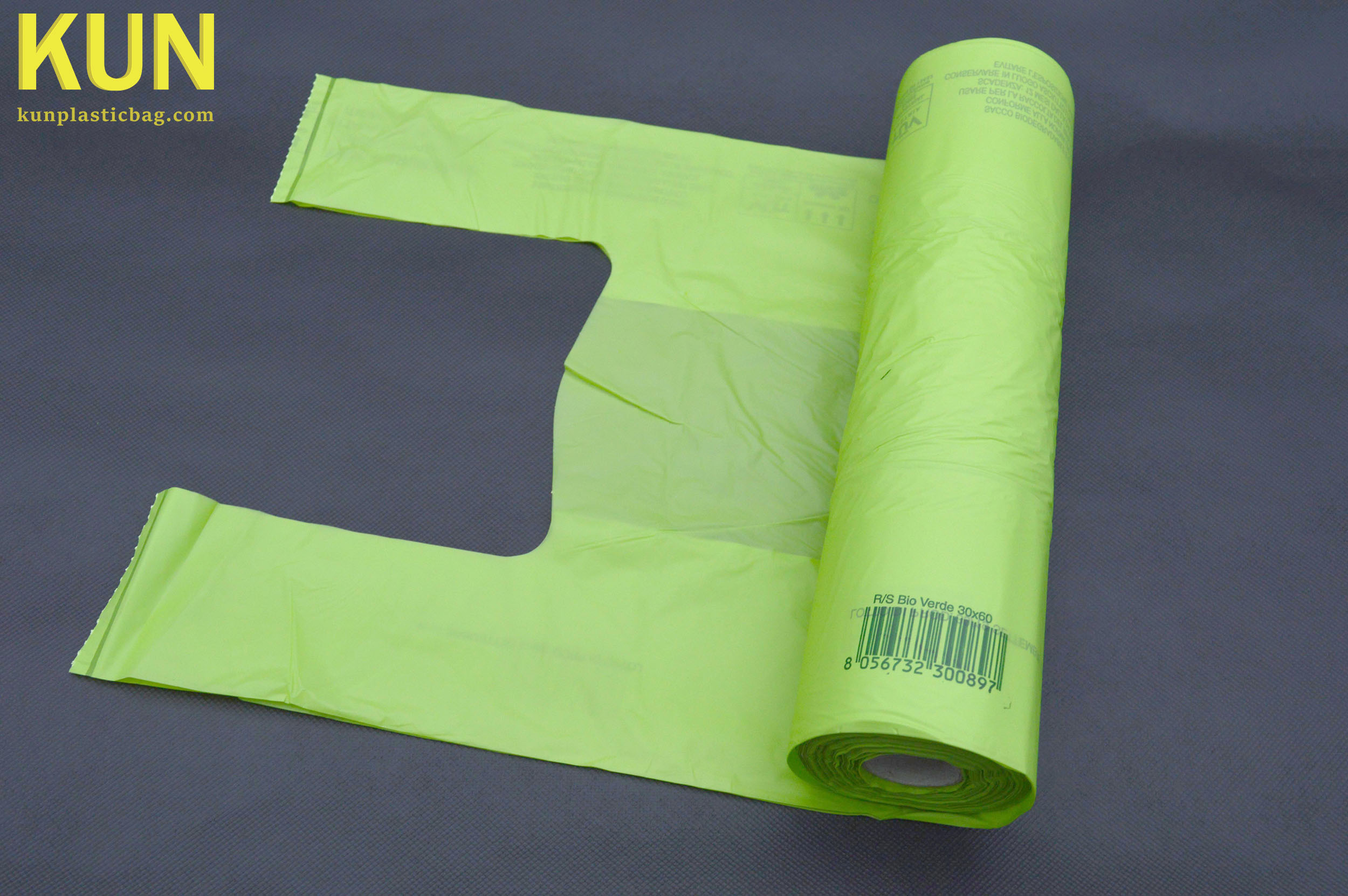 Biodegradable Plastic T shirt Bags On Roll Kun Plastic Bag Company
